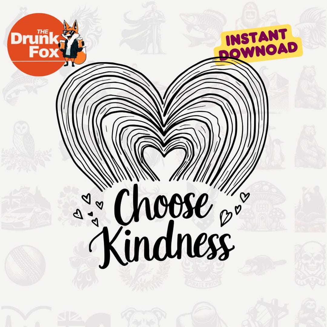 Choose Kindness Rainbow Heart SVG – Wholesome Doodle Art for Kids and ...