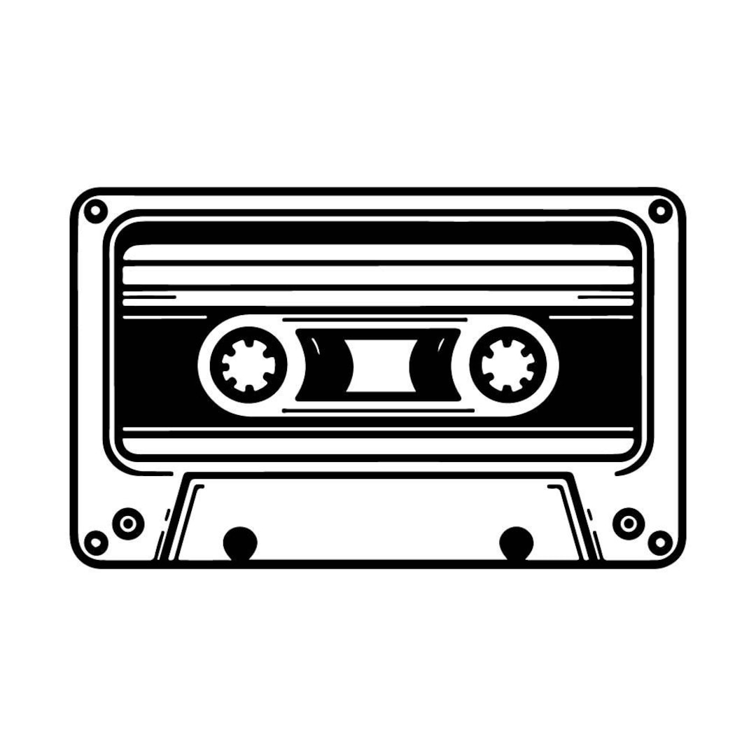 Retro Cassette SVG Black and White SVG Vector File for Laser Cutting 3 ...