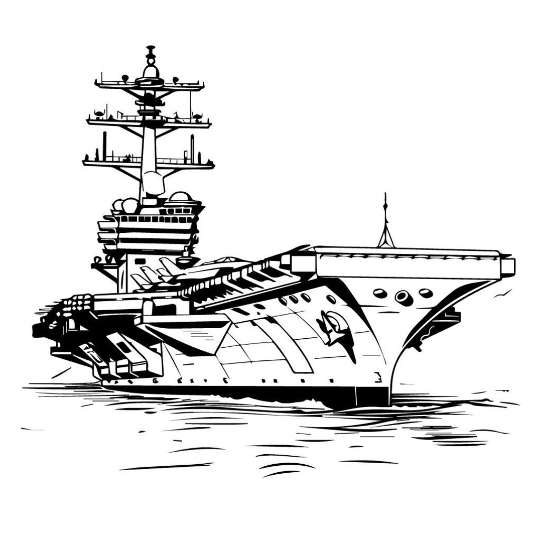 Military Aircraft Carrier SVG File | Black & White Laser Cutting Design ...