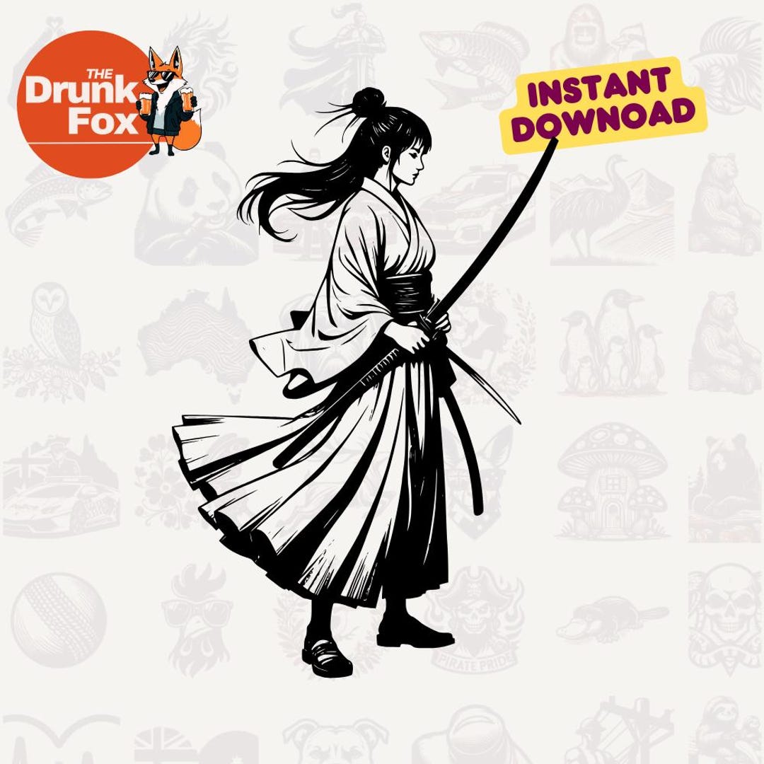Female Samurai With Kimono and Katana SVG - Strong Japanese Woman ...