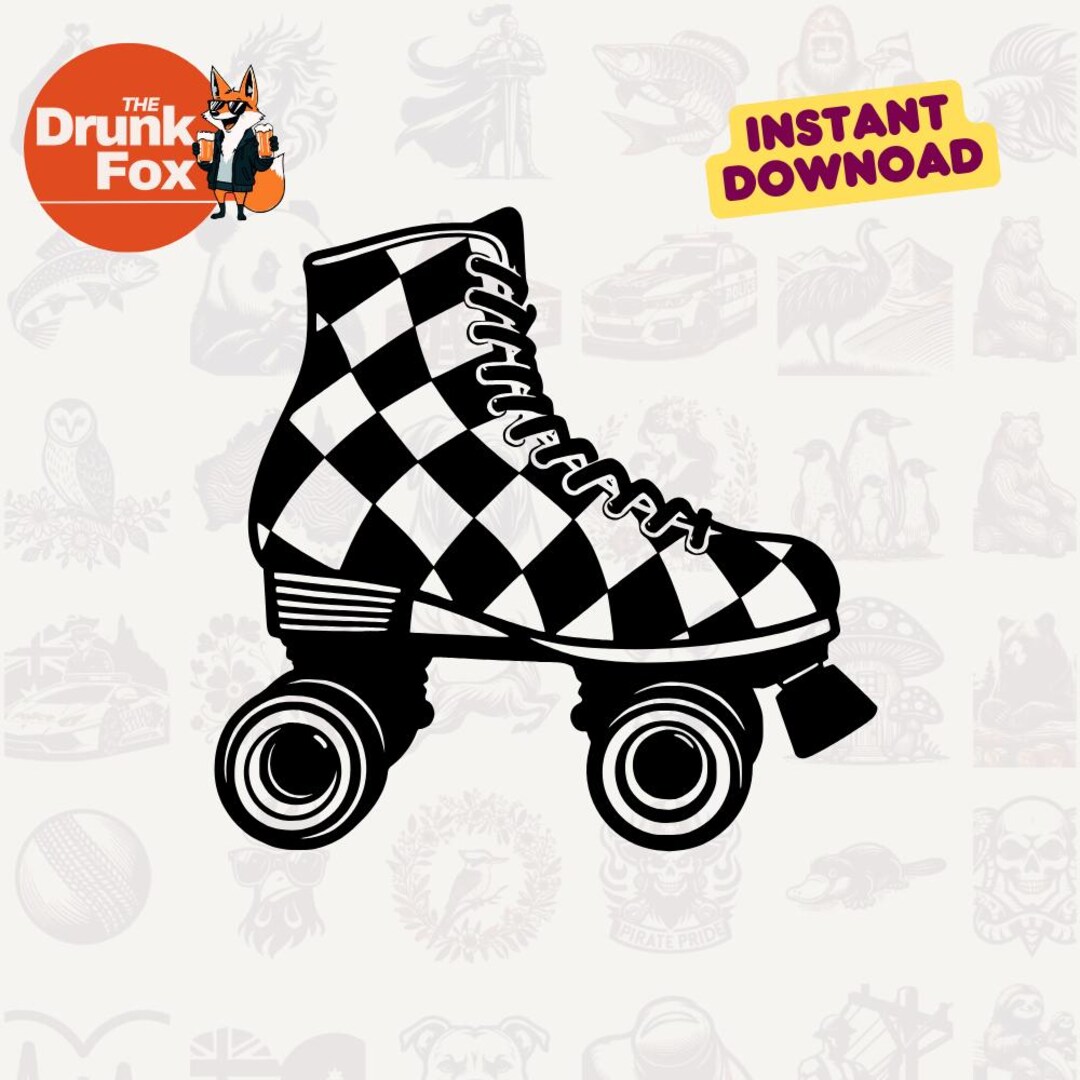 Checkered Roller Skate SVG - Retro Flag Pattern Skate Outline - Etsy