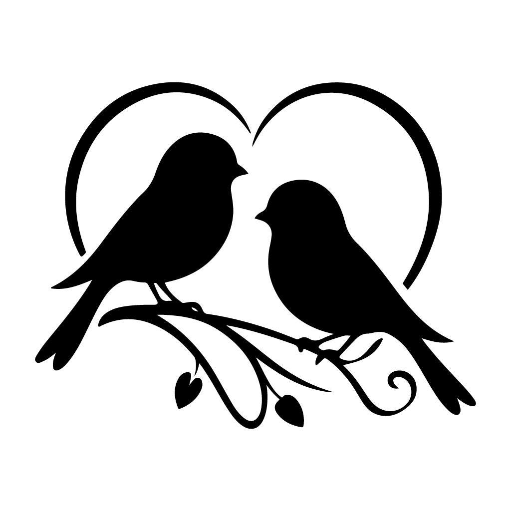 Love Bird SVG | Silhouette Love Birds Vector File for Laser Cutting, Black & White Design, DIY ...