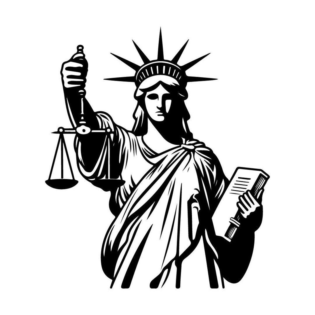 Statue of Liberty and Justice Law SVG - Background Black and White SVG ...