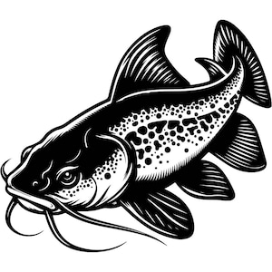 Blue Catfish Fish SVG | Fishing SVG | Black & White Vector File for ...