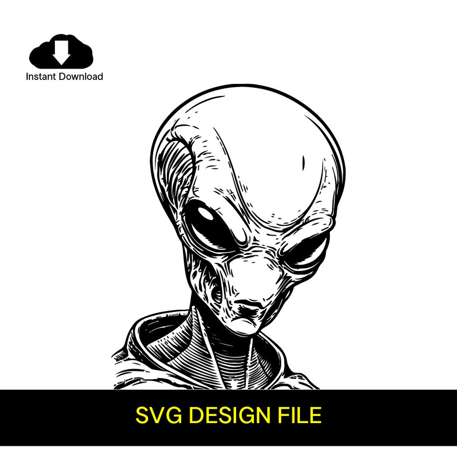 Aliens Clipart SVG Background Black and White SVG Vector File for Laser ...