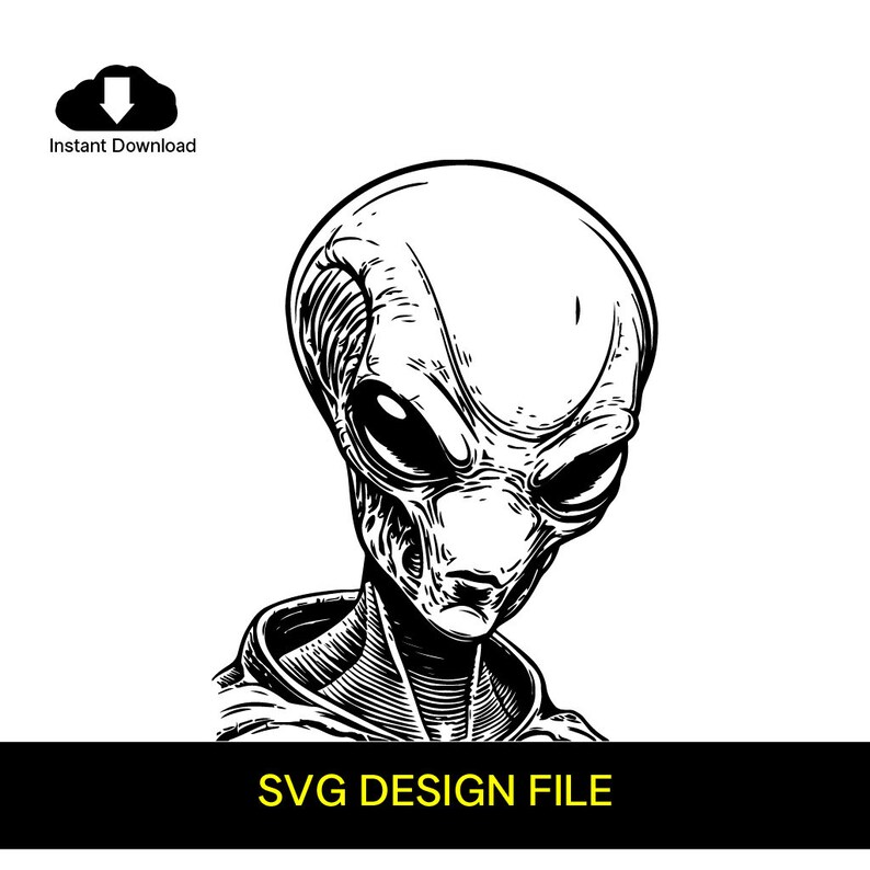 Aliens Clipart SVG Background Black and White SVG Vector File for Laser ...