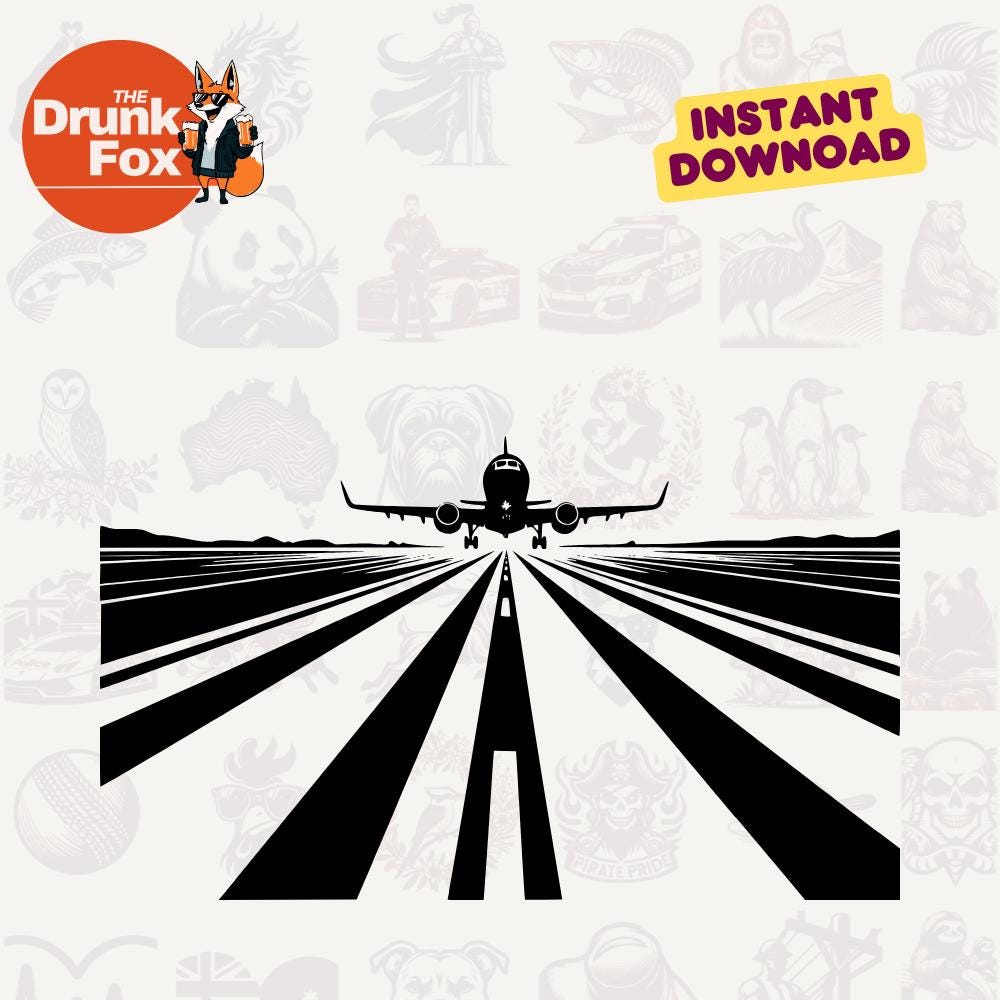 Airport Runway SVG – Clean Jet Takeoff Graphic for Aviation Cut Files ...