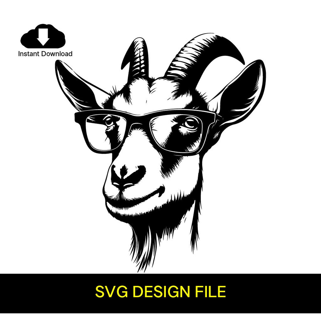 Goat SVG, Funny Goat Laser Cutting, Cute Goat SVG Cut, Goat and Glasses ...