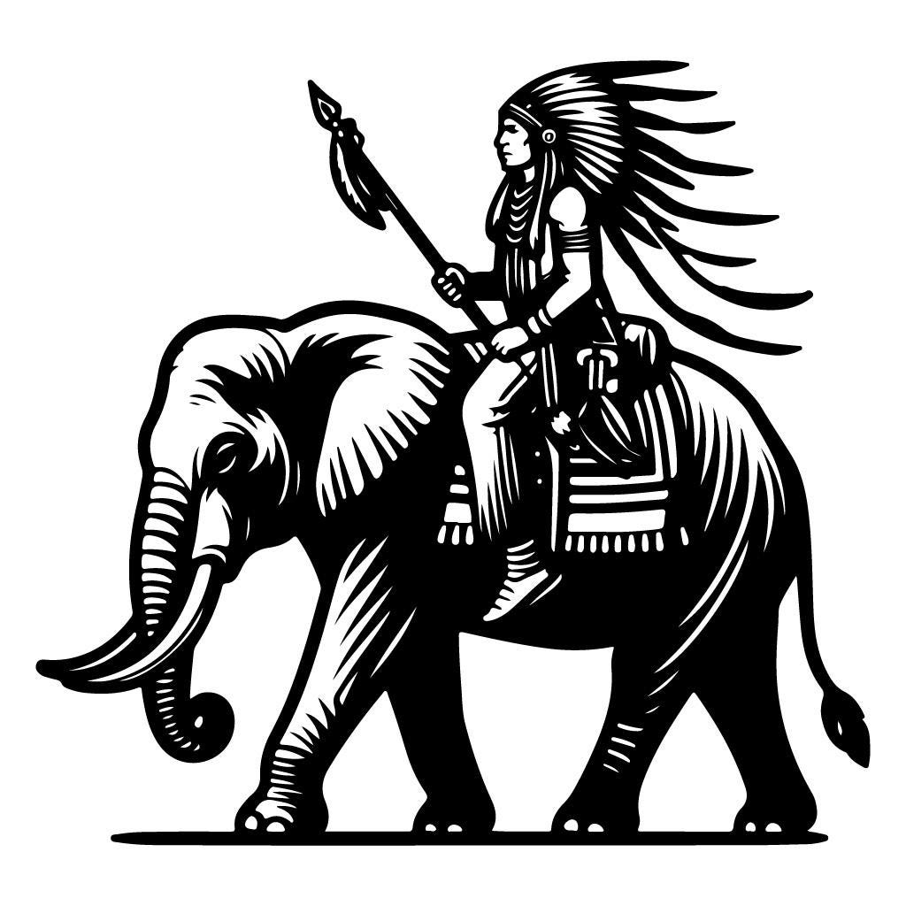 Native American Elephant SVG Background Black and White SVG Vector File ...