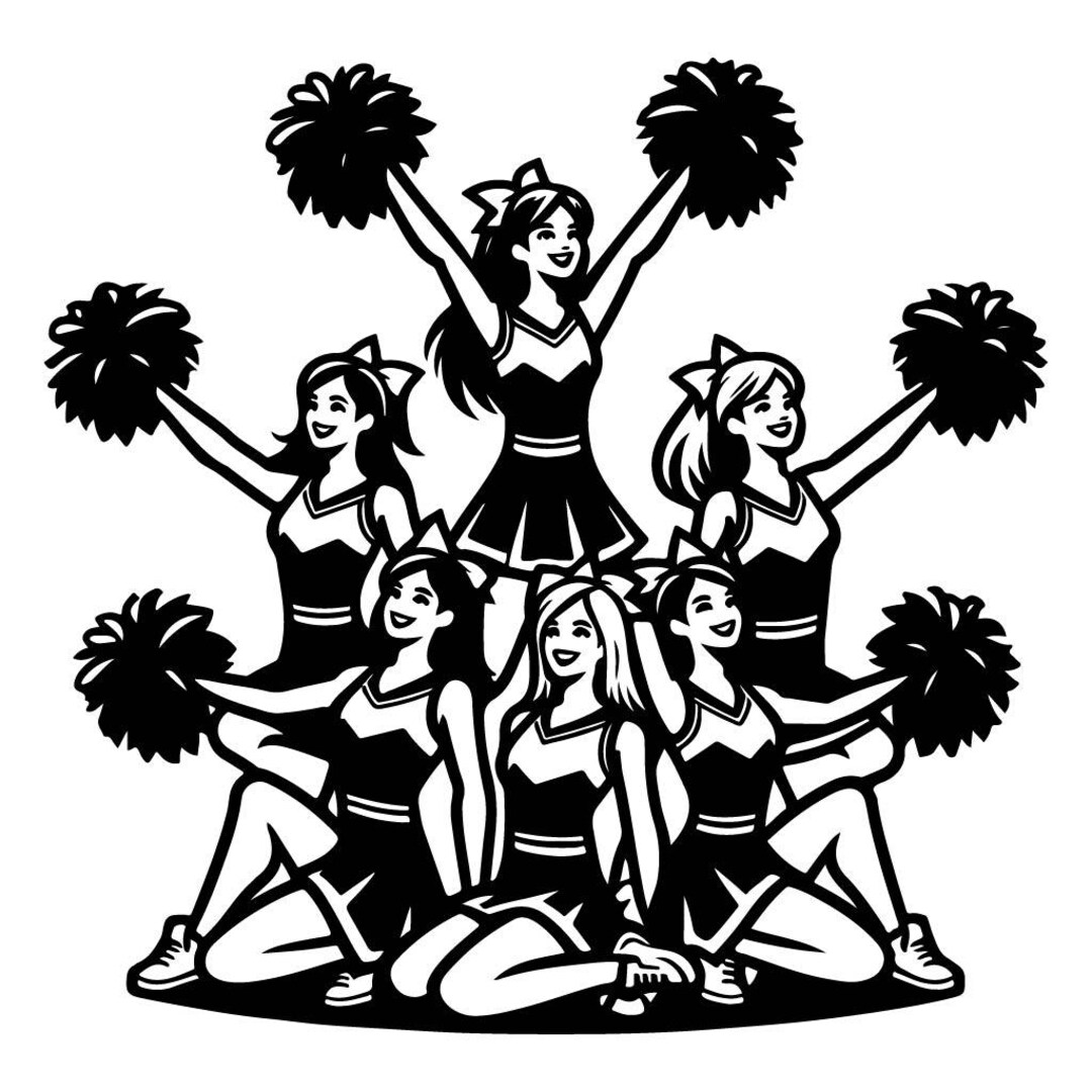Cheerleading SVG Black and White SVG Vector File for Laser Cutting - Etsy