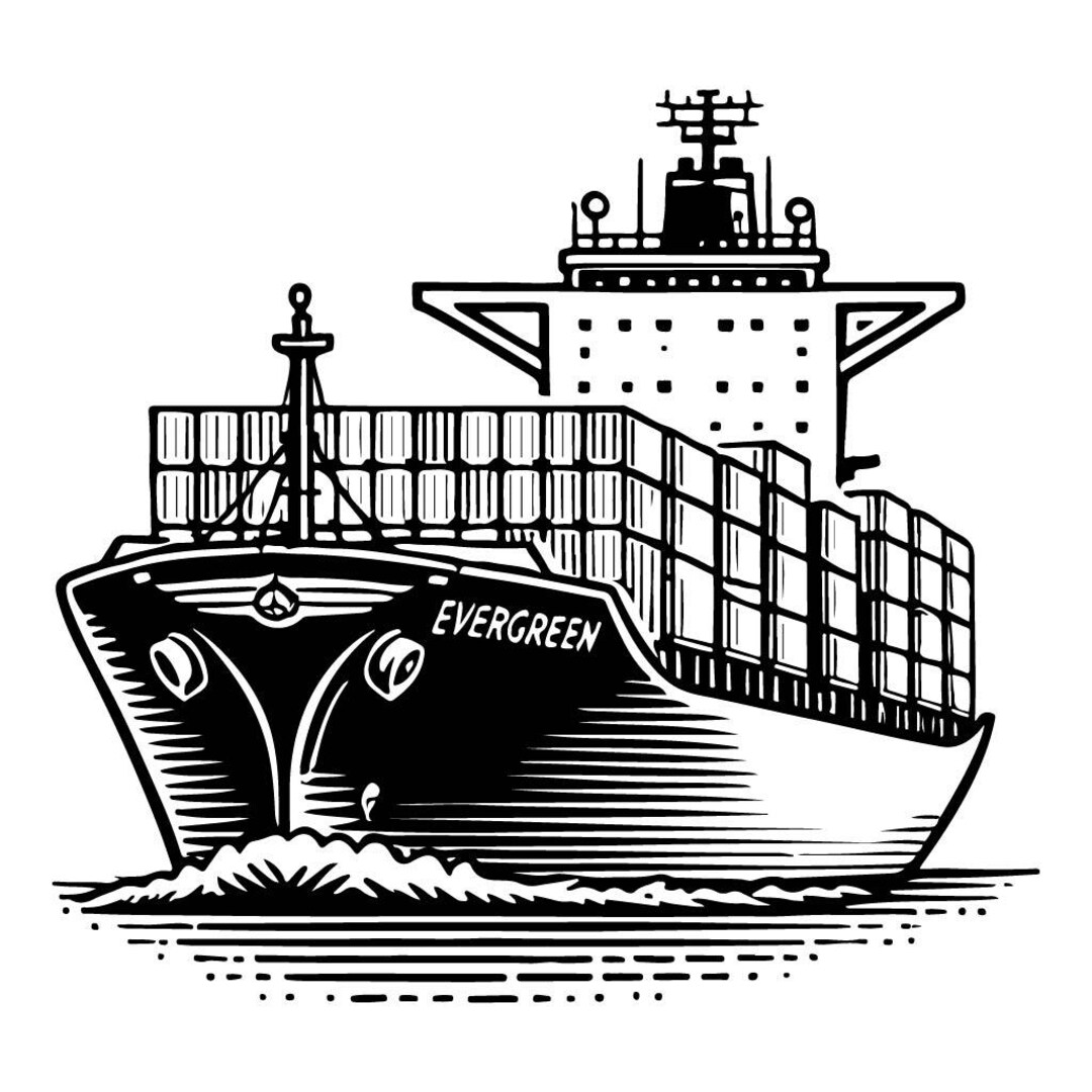 Cargo Ship SVG Black and White SVG Vector File for Laser Cutting - Etsy