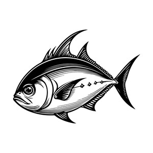 Pompano Fish SVG | Fishing SVG | Black & White Vector File for Laser ...