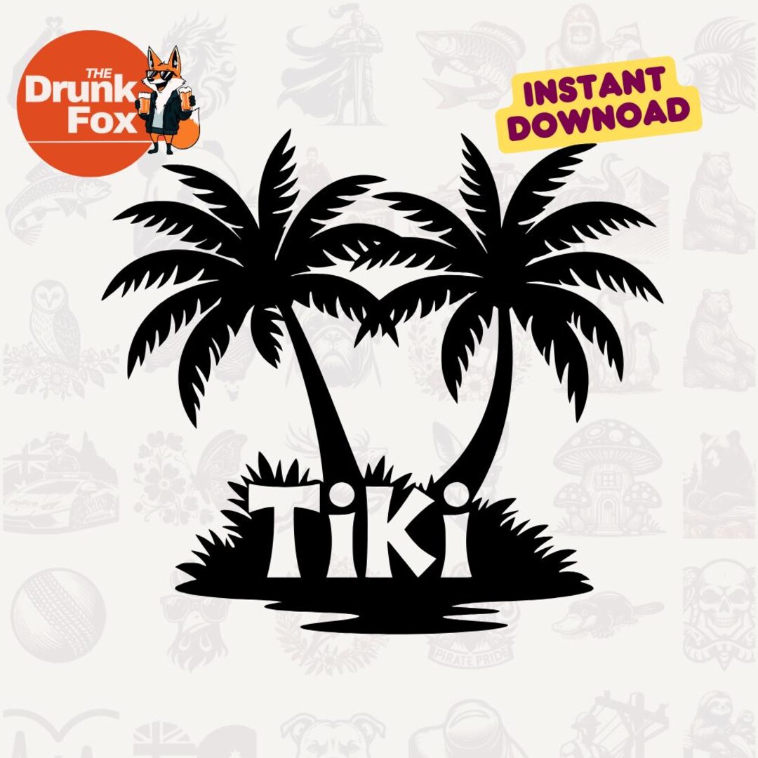 Buy Retro Tiki Bar Sign SVG With Palm Trees – Summer Party Decor ...