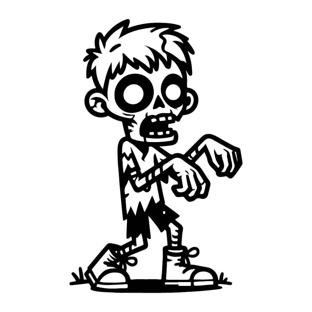 Funny Walking Zombie SVG | Black & White Vector File for Laser Cutting ...