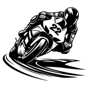 Motorcycle Racing Sport SVG Black and White SVG Vector File for Laser ...