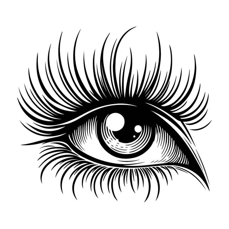 Eyelashes SVG Black and White SVG Vector File for Laser Cutting 3 - Etsy