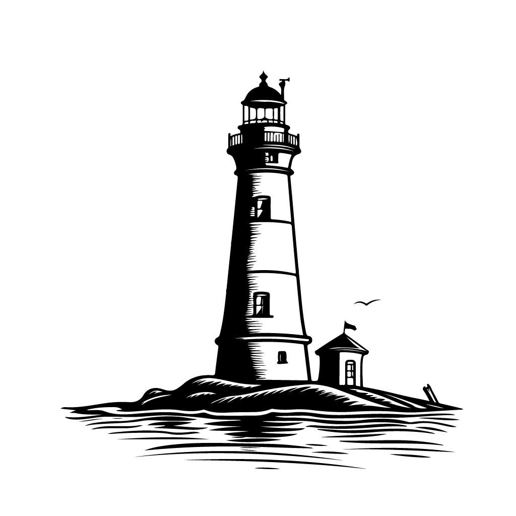 Lighthouse Beach Background SVG 1 | Black & White Vector File for Laser ...