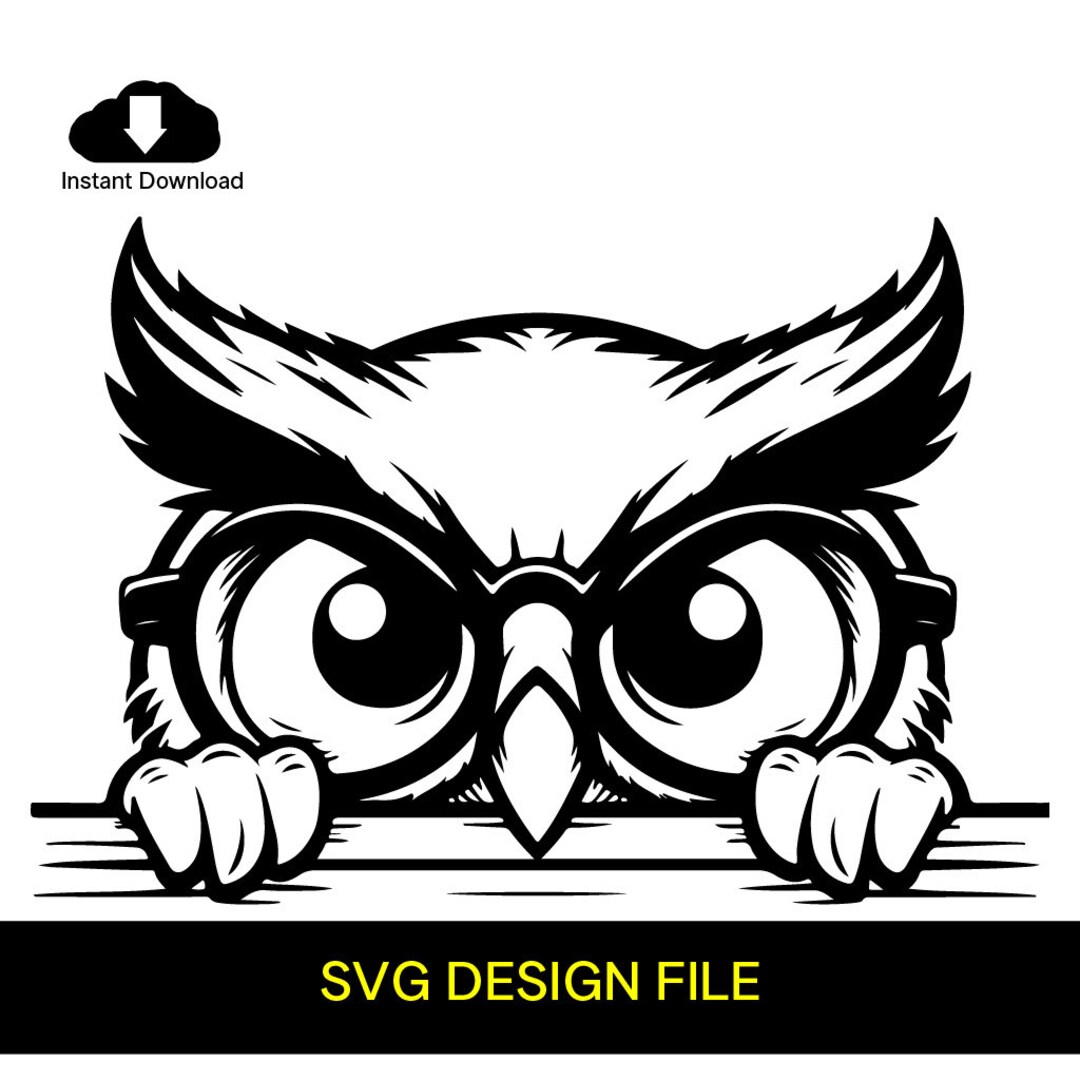 Owl Cute SVG Owl Cute Clipart SVG File Instant Download - Black and ...