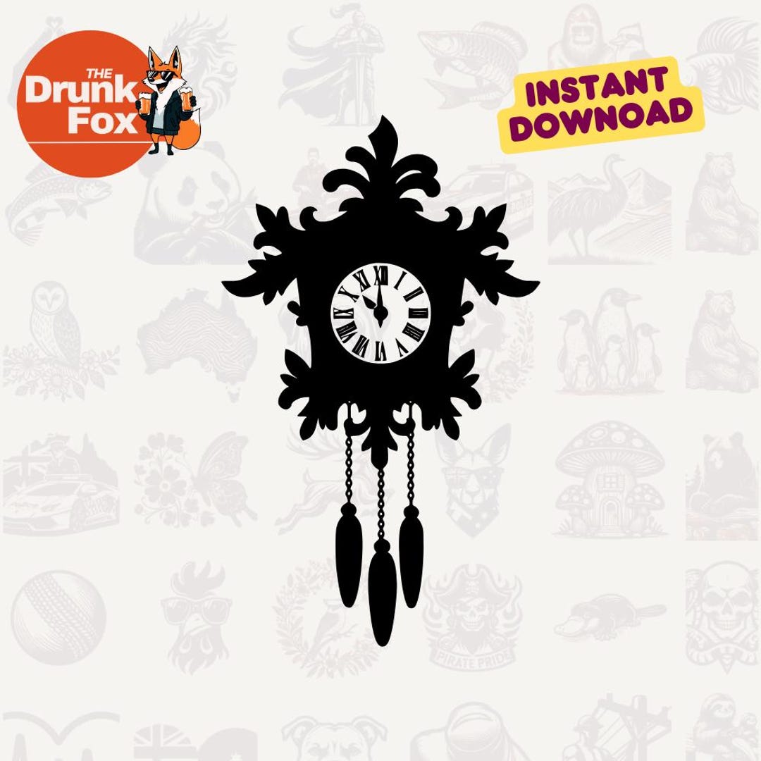 Cuckoo Clock Silhouette SVG – Classic German Clock Graphic for DIY and ...