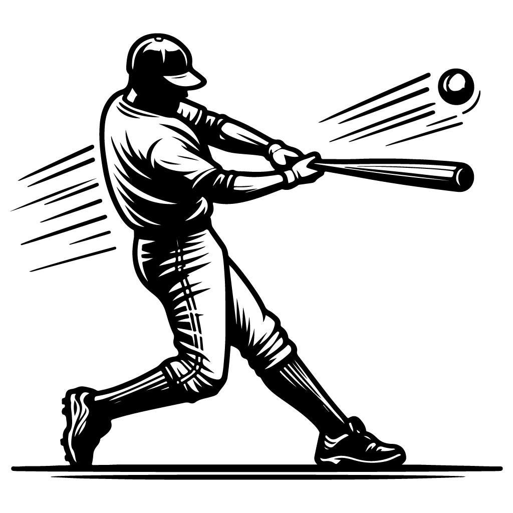 Baseball Player SVG - Background Black and White SVG Vector File for ...