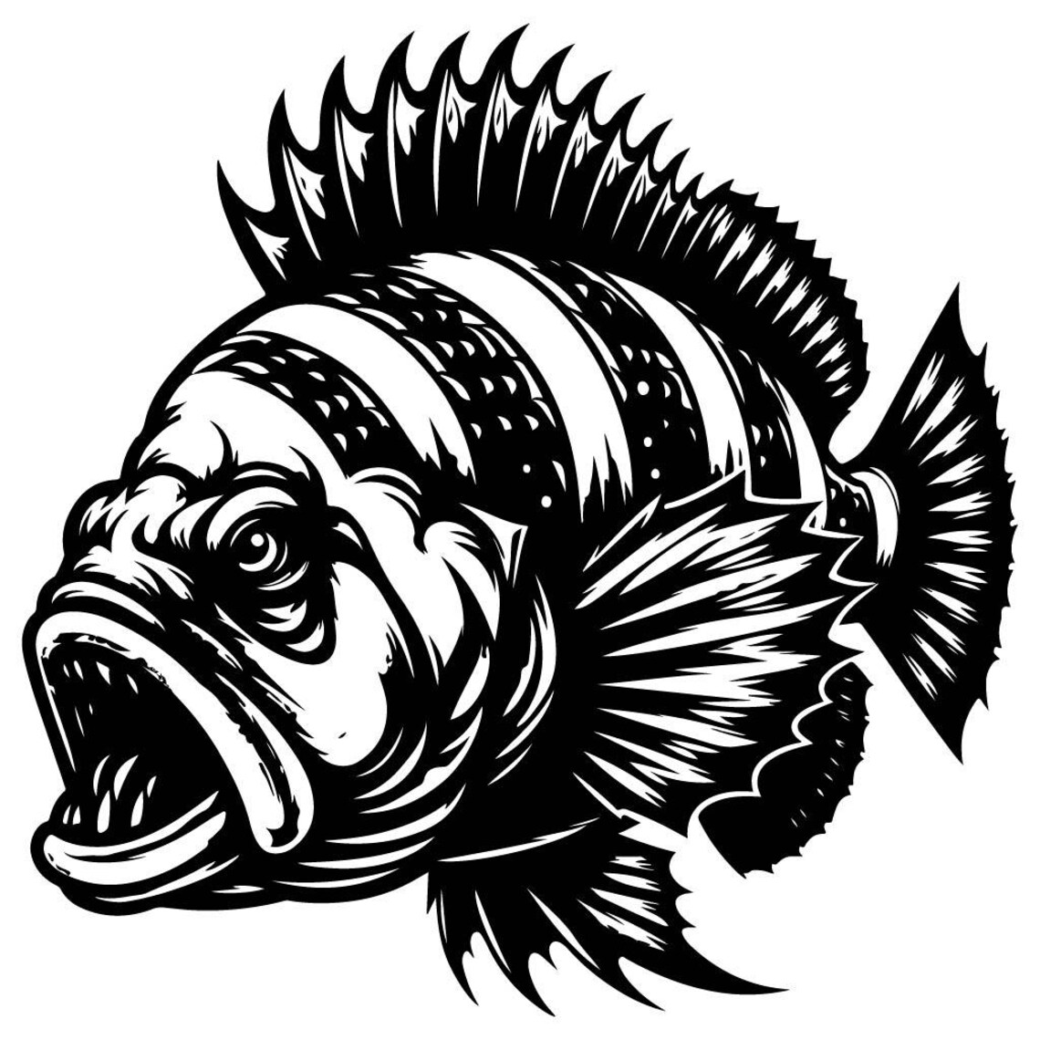 Sheepshead Fish SVG | Fishing SVG | Black & White Vector File for Laser ...