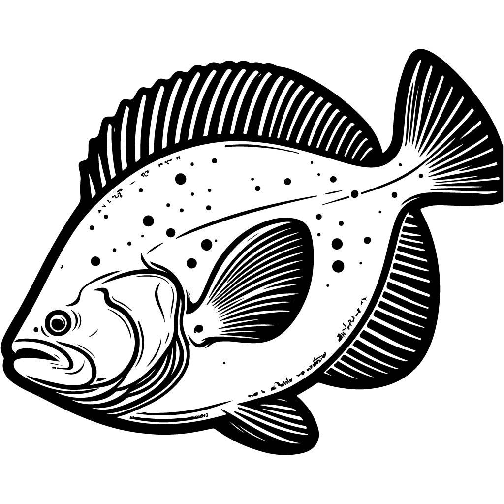 Flounder Fish SVG | Fishing SVG | Black & White Vector File for Laser ...