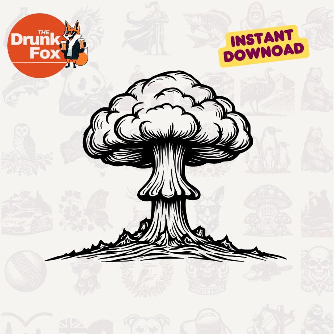 Side View Mushroom Cloud SVG - Fallout Plume Silhouette Clipart - Etsy