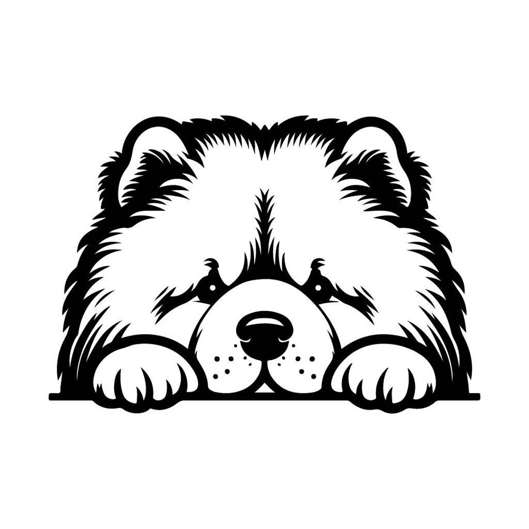 Peeking Chow Chow Dog SVG Black and White SVG Vector File for Laser ...