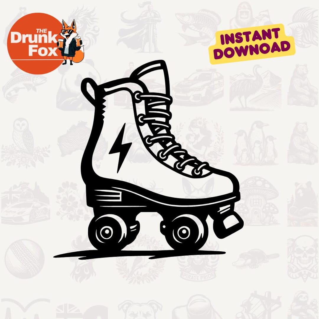 Retro Rollerblade Boot SVG - Lightning Bolt Skater Clipart - Etsy