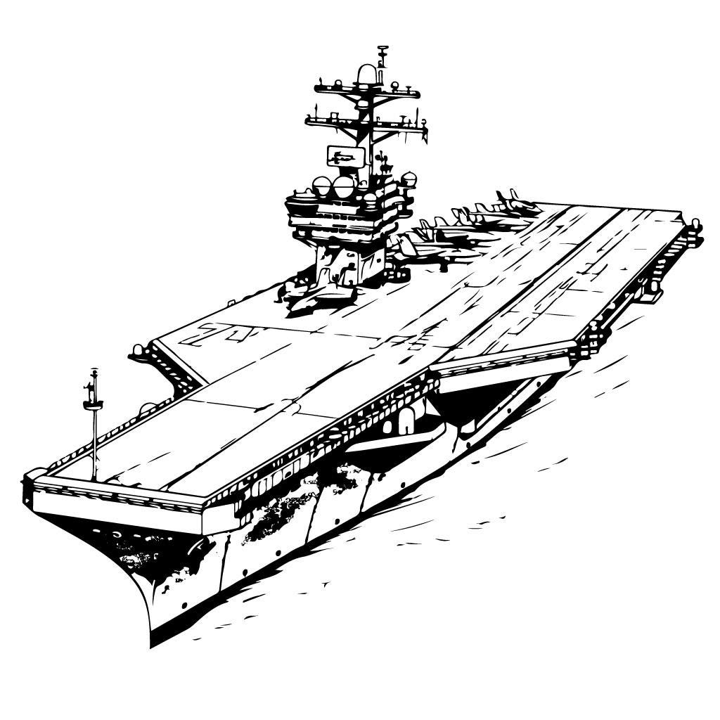 Military Aircraft Carrier SVG | Black & White Vector File for Laser ...