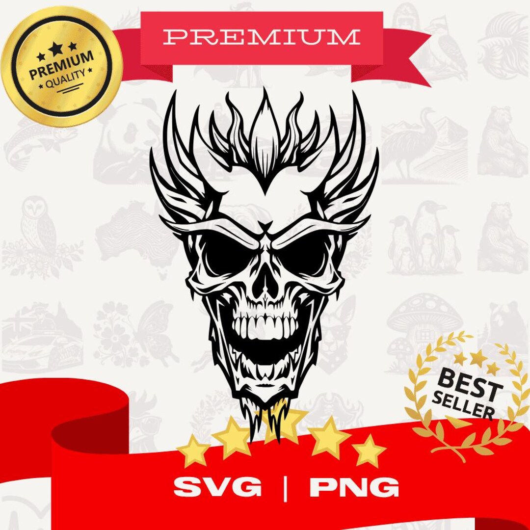 Mohawk Screaming Skull SVG - Spiky Skull Head Vector Clipart - Etsy