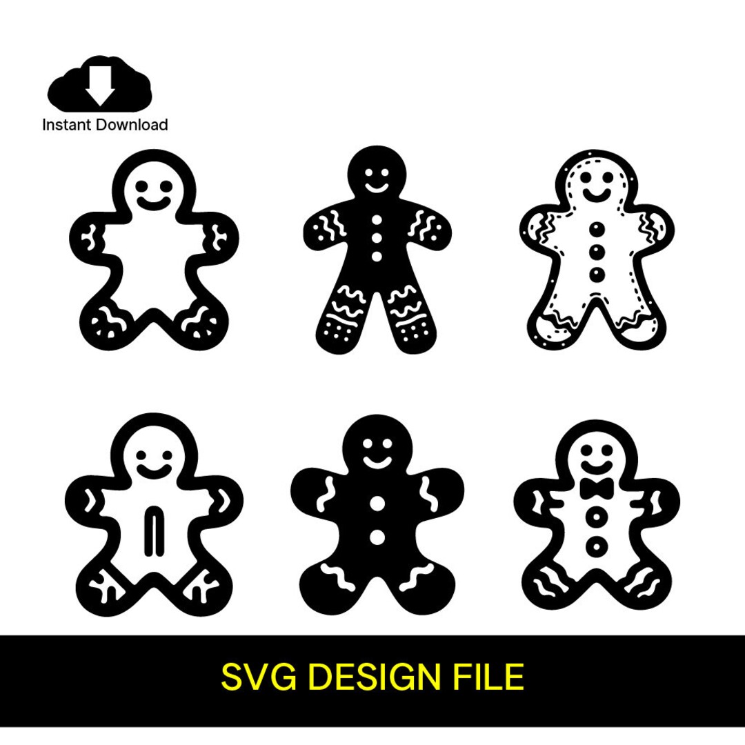 Gingerbread SVG Cut Background Black and White SVG Vector File for ...