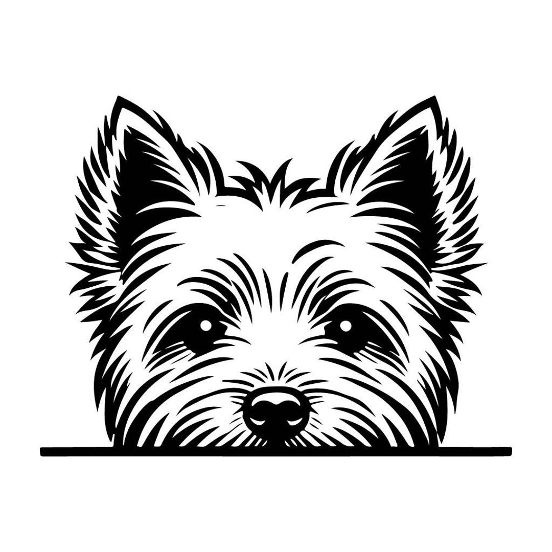 White Terrier Dog SVG | Peeking West Highland Vector File for Laser ...