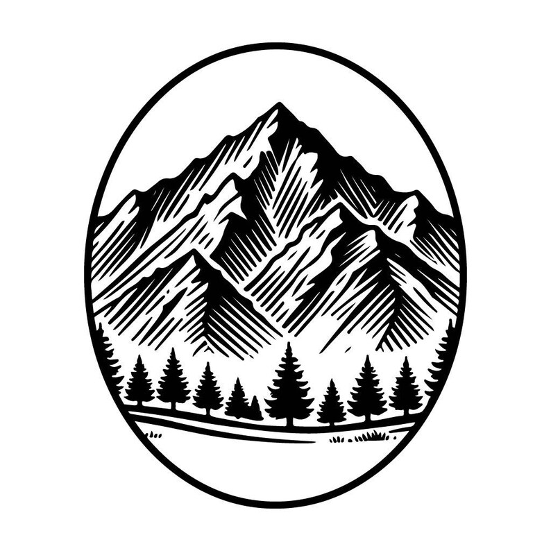 Geometric Mountain SVG Black and White SVG Vector File for Laser ...