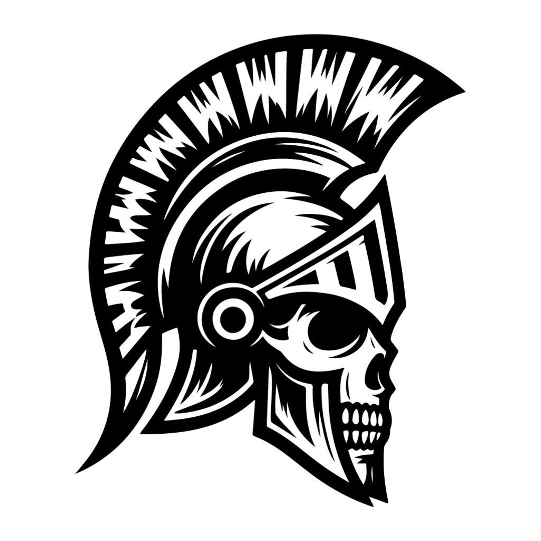 Skull Spartan SVG - Background Black and White SVG Vector File for ...