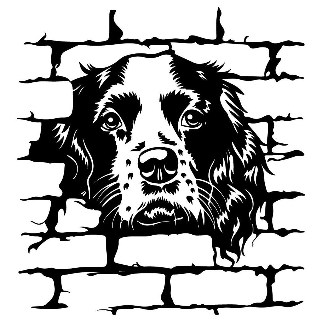 Peeking Cocker Spaniel SVG - Background Black and White SVG Vector File ...
