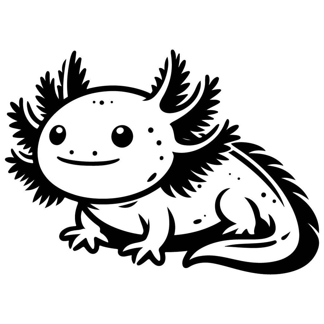 Axolotl SVG Black and White SVG Vector File for Laser Cutting 1 - Etsy