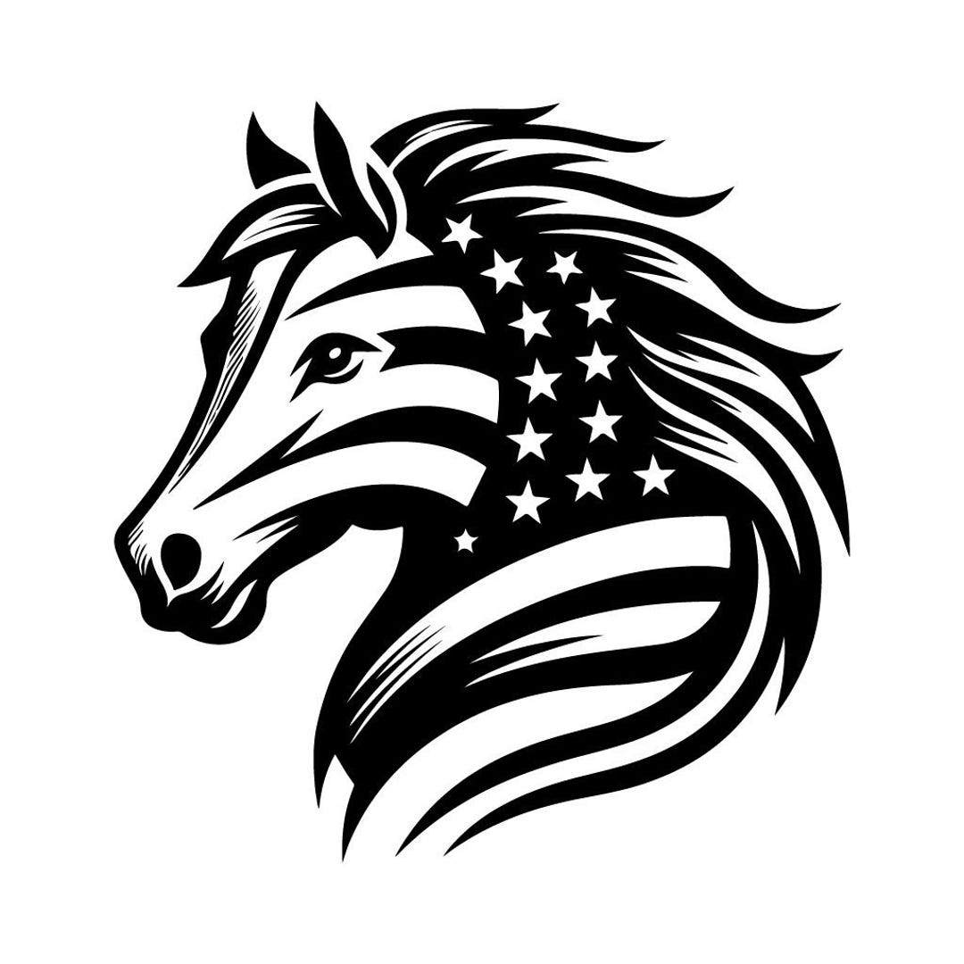 Horse Head SVG - American Horse Head SVG for Laser Cutting | Black and ...