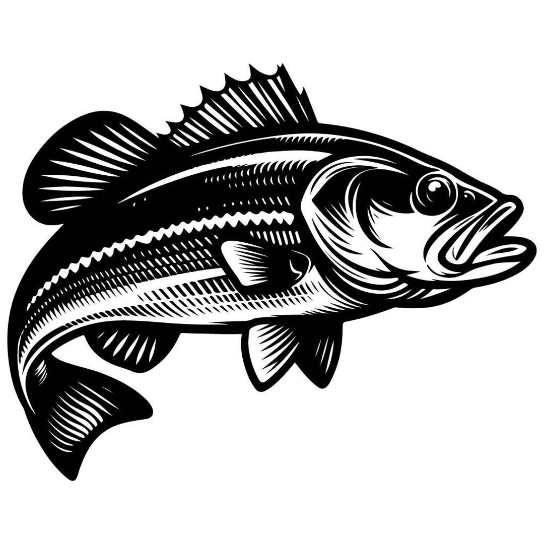 Smallmouth Bass Fish SVG 2 | Fishing SVG | Black & White Vector File ...