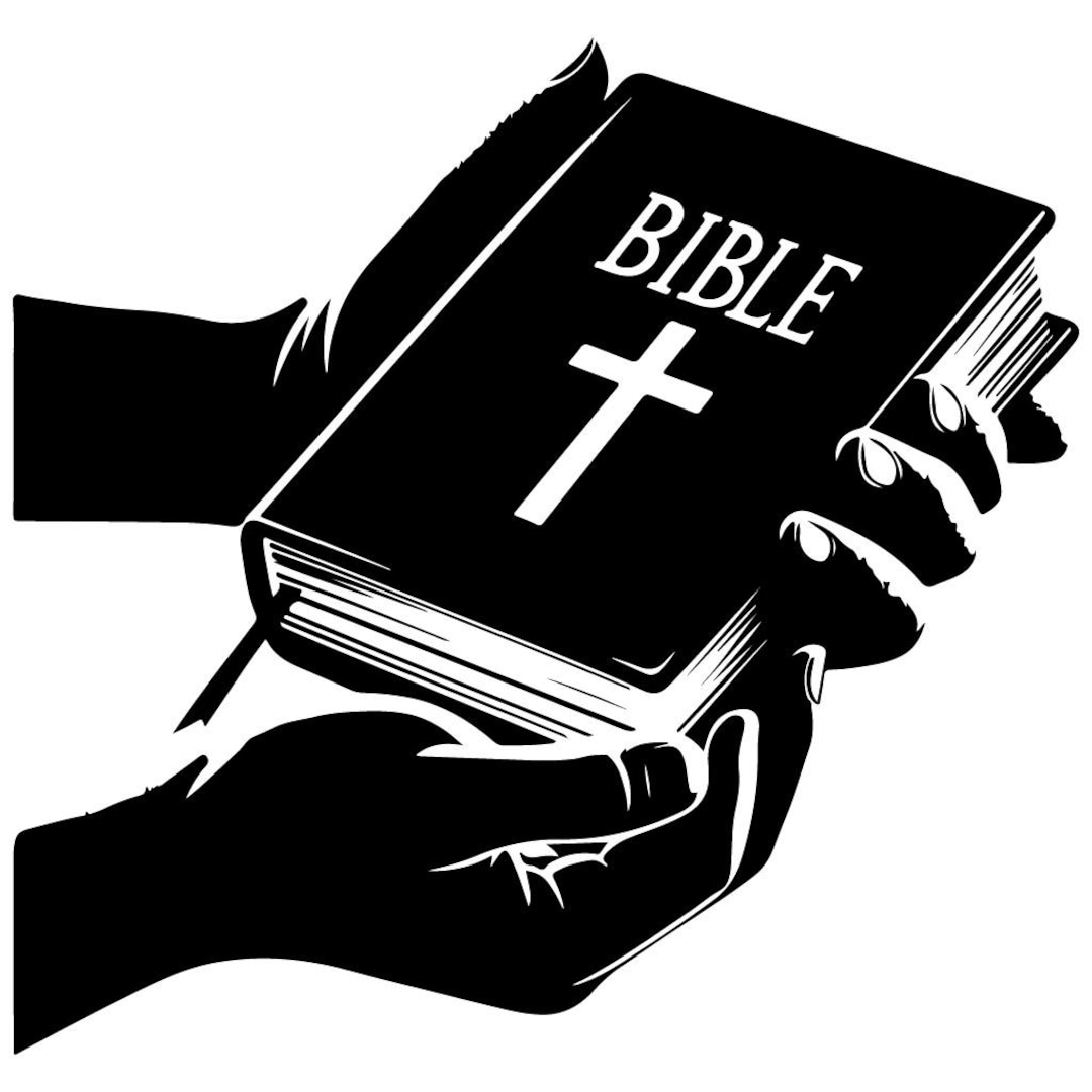Hands Holding Bible SVG | Black & White Vector File for Laser Cutting ...