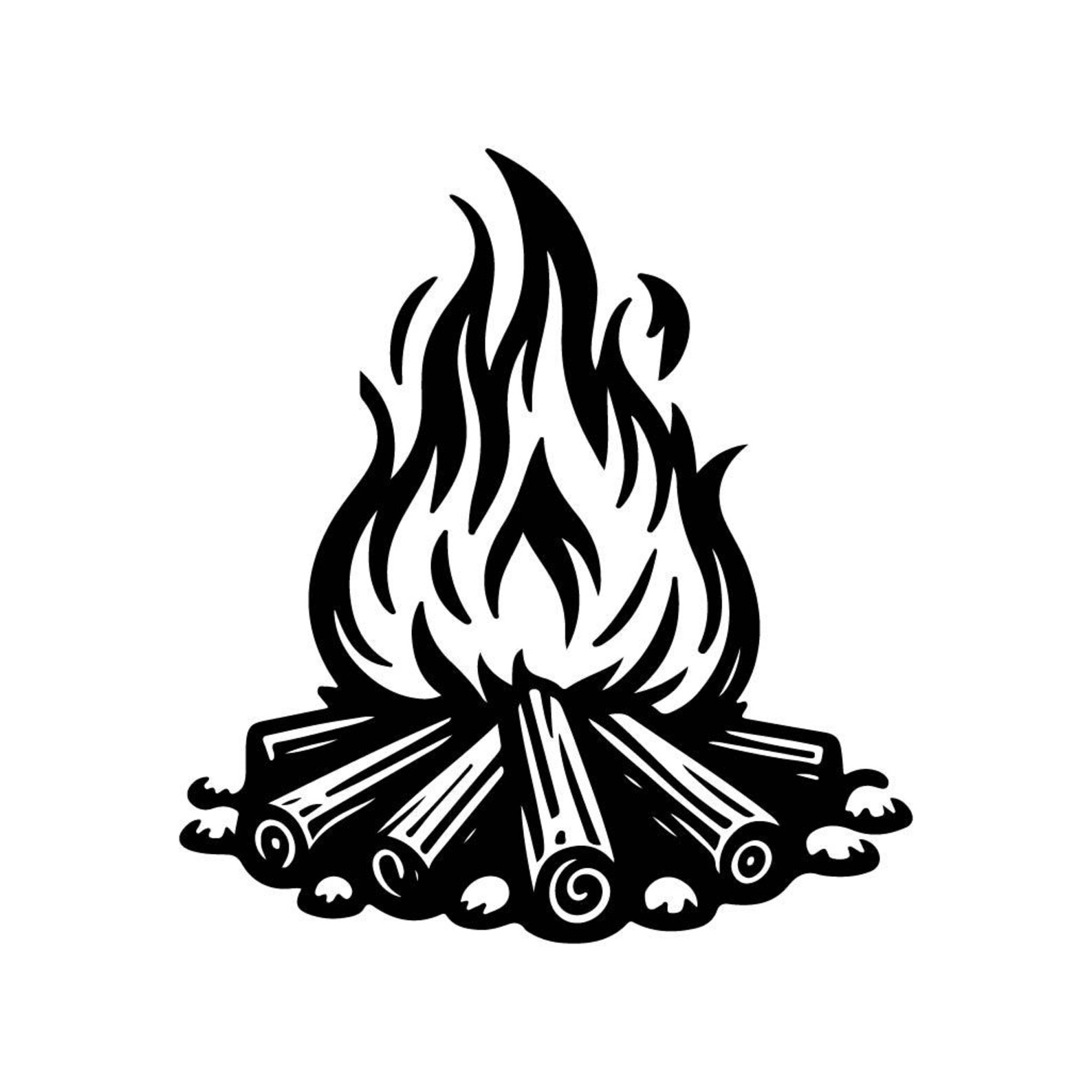 Campfire SVG Vector File for Laser Cutting | Black and White Vector ...