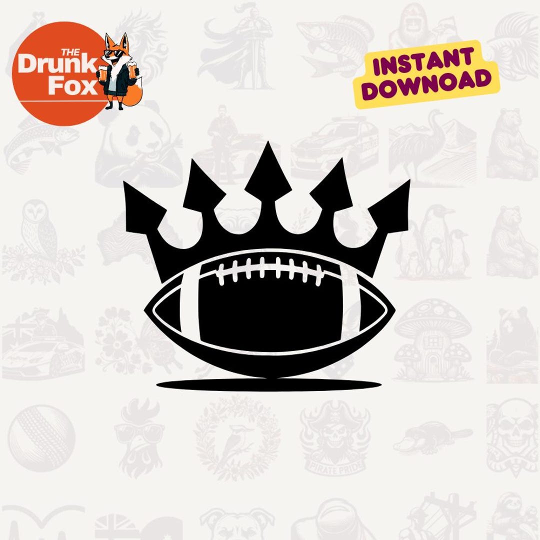 Crown Silhouette Super Bowl Ball SVG Clipart | Royal Football Vector ...