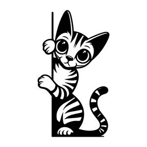Peeking Egyptian Mau Cat SVG 1 | Black & White Vector File for Laser ...
