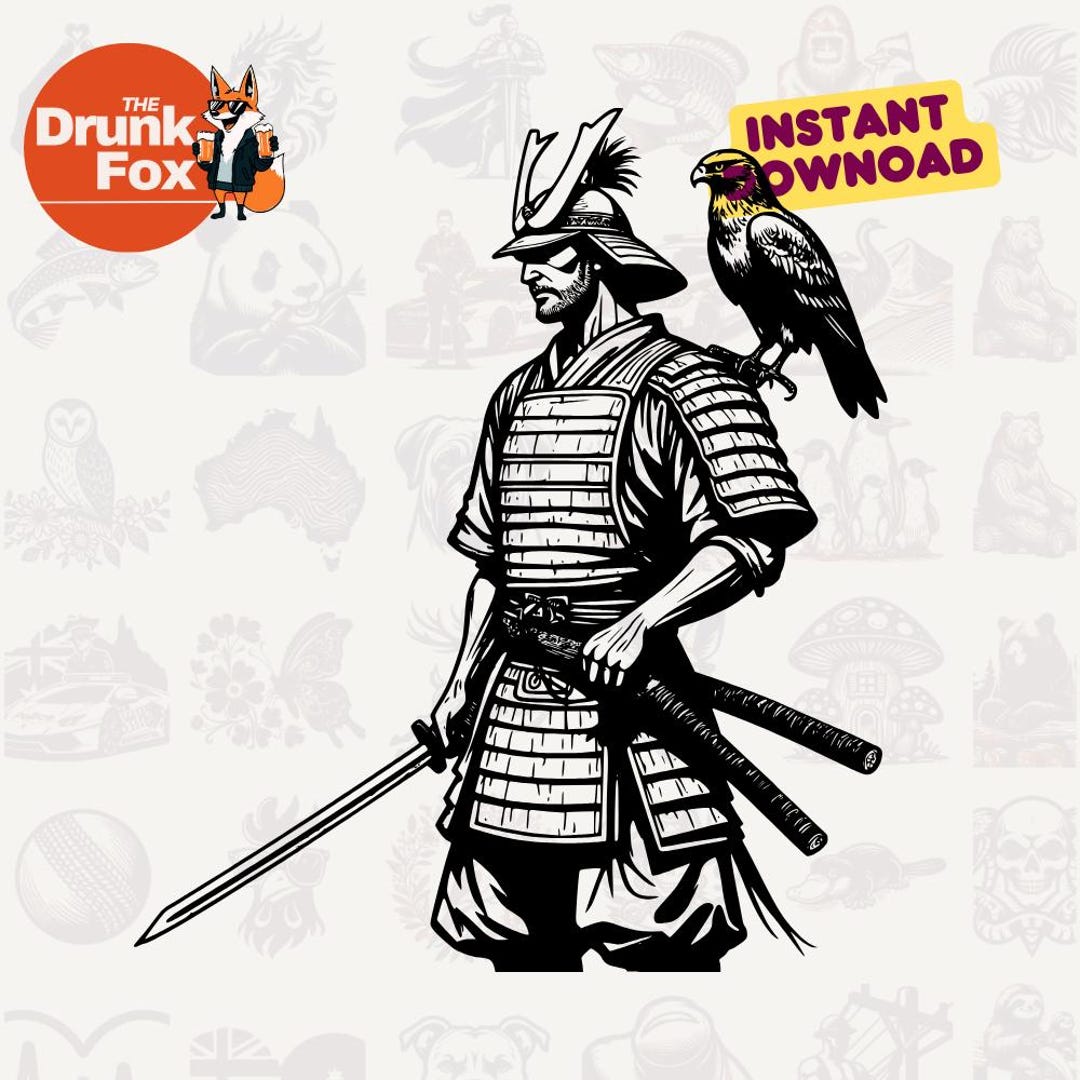 Samurai Warrior With Hawk on Arm SVG - Japanese Falconry and Warrior ...