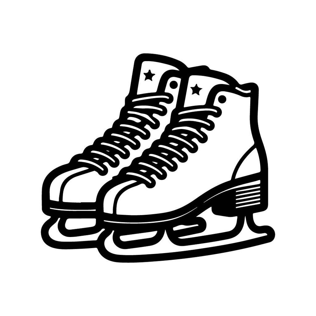 Ice Skate SVG Black and White SVG Vector File for Laser Cutting - Etsy