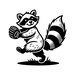 Racoon and Baseball SVG Black and White SVG Vector File for Laser ...
