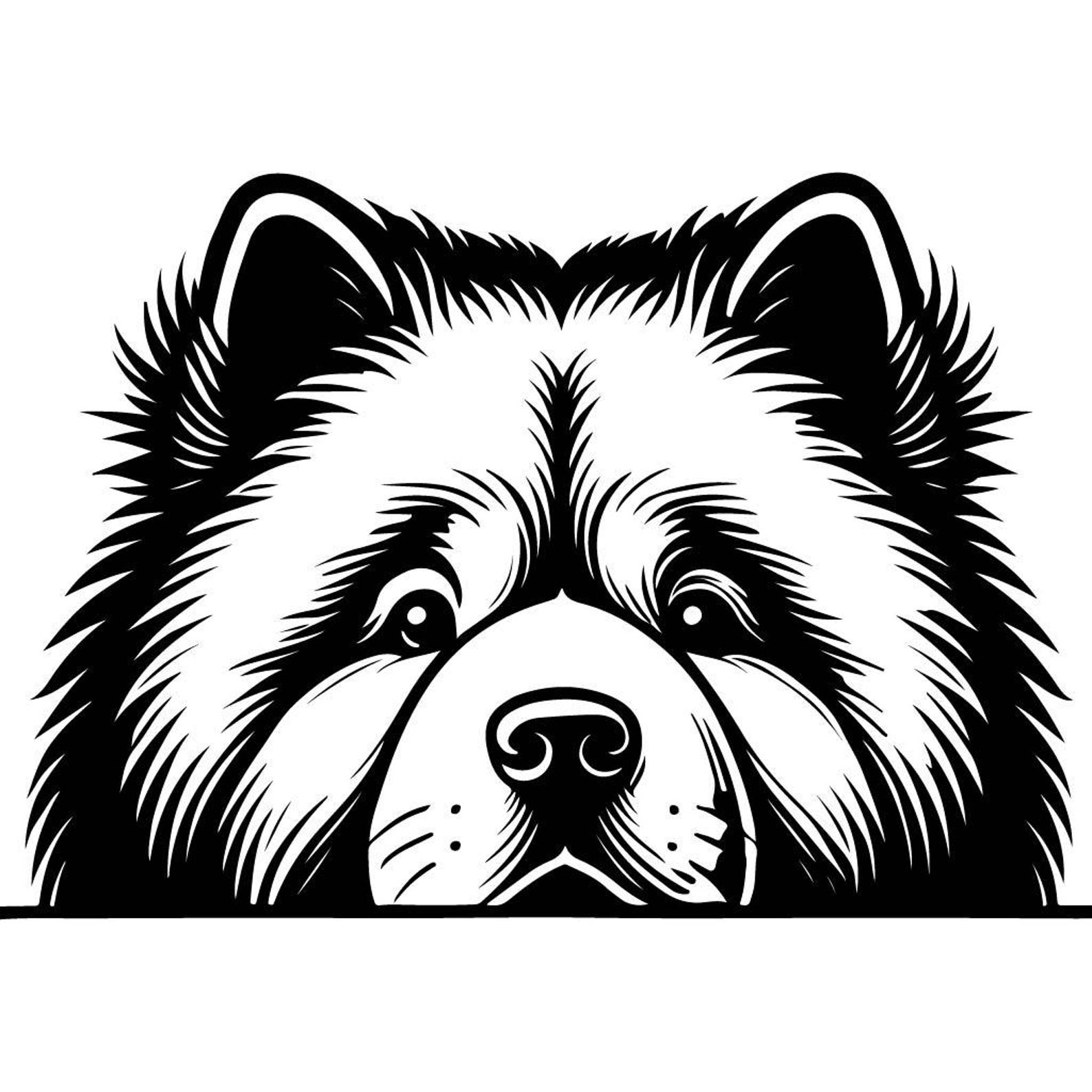 Peeking Chow Chow Dog SVG Black and White SVG Vector File for Laser ...