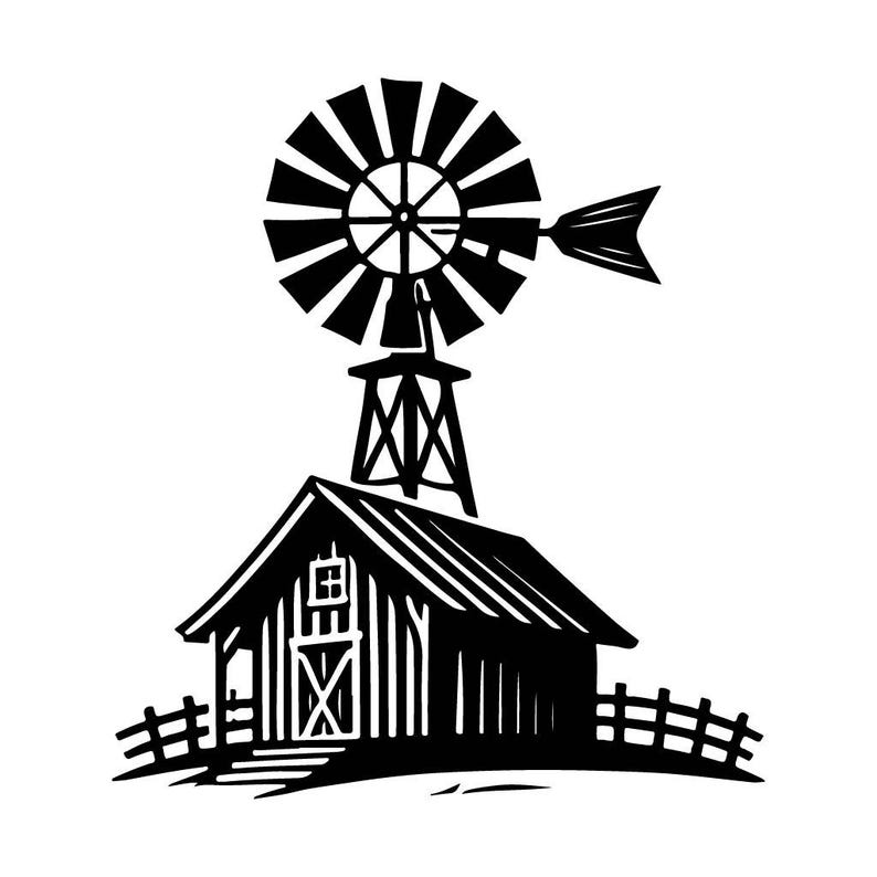 Windmill SVG Vector File for Laser Cutting 5 | Black & White Vector ...
