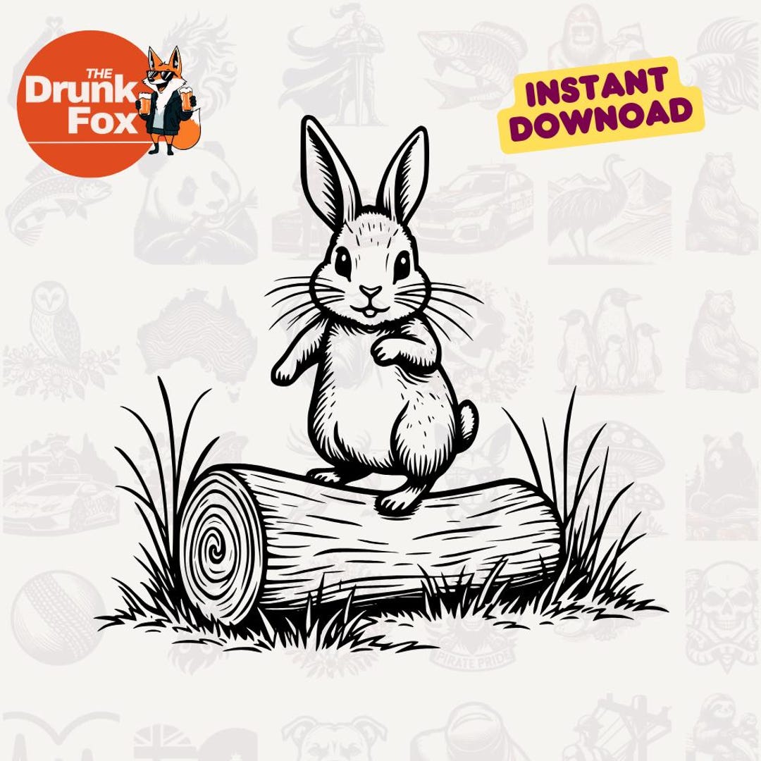 Peter Rabbit Jumping Over Log SVG Clipart | Beatrix Potter Vector Art ...