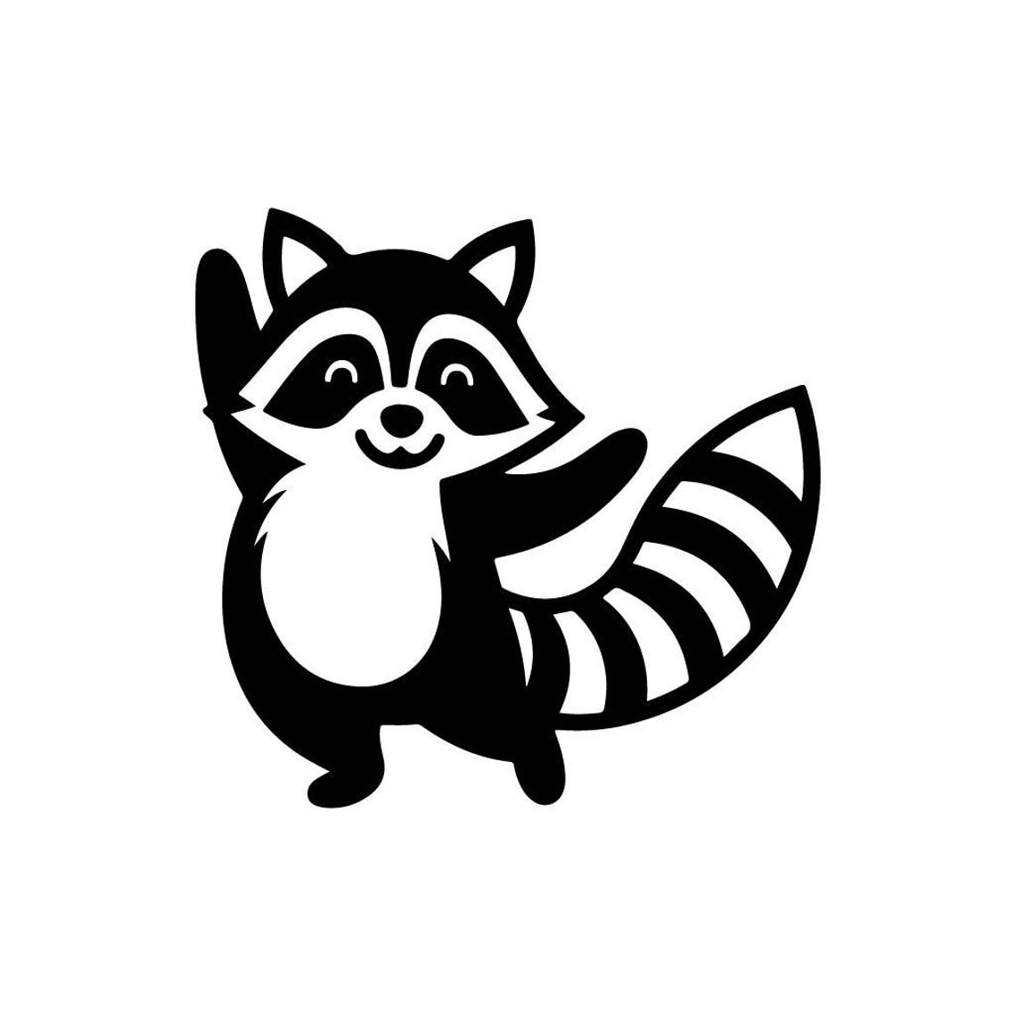 Raccoon Celebration SVG Black and White SVG Vector File for Laser ...